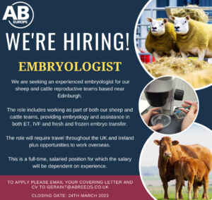 Careers in Animal Breeding, AI, in-vitro production of embryos and transfer